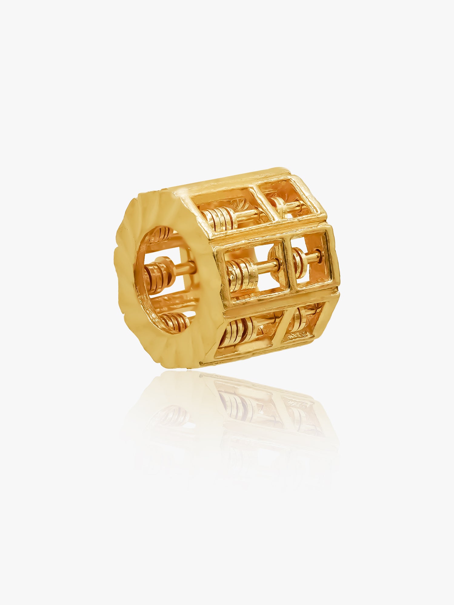 916 Gold Barrel Abacus Charm