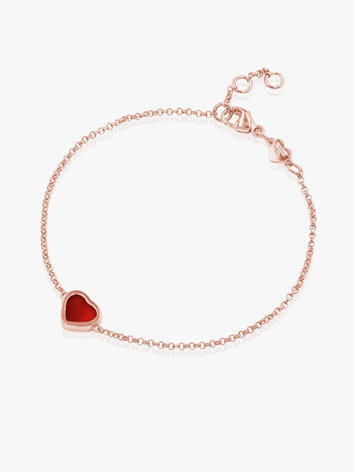 925 Rose Gold Red Heart Bracelet